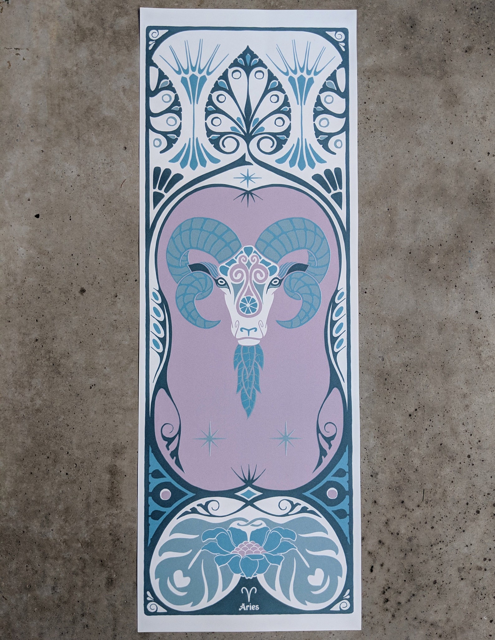 Danish Design Poster Sign ARIES Art Nouveau Zodiac Poster. Made and ...