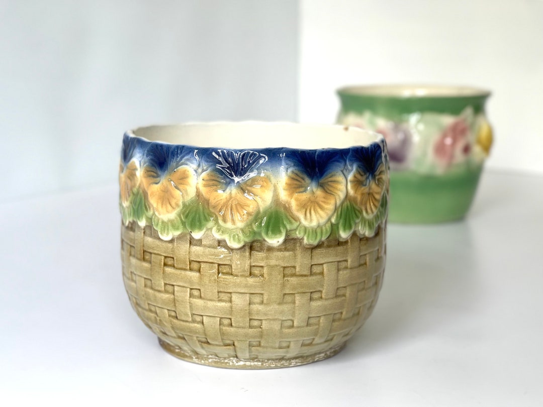 Large Art Nouveau Majolica Planter. SETTI Arts & Crafts Jardinieres ...