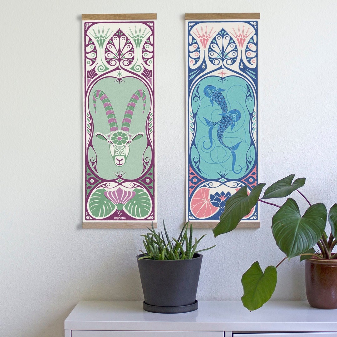 Pisces Poster! Danish Art Nouveau Zodiac Poster With the Pisces Sign ...