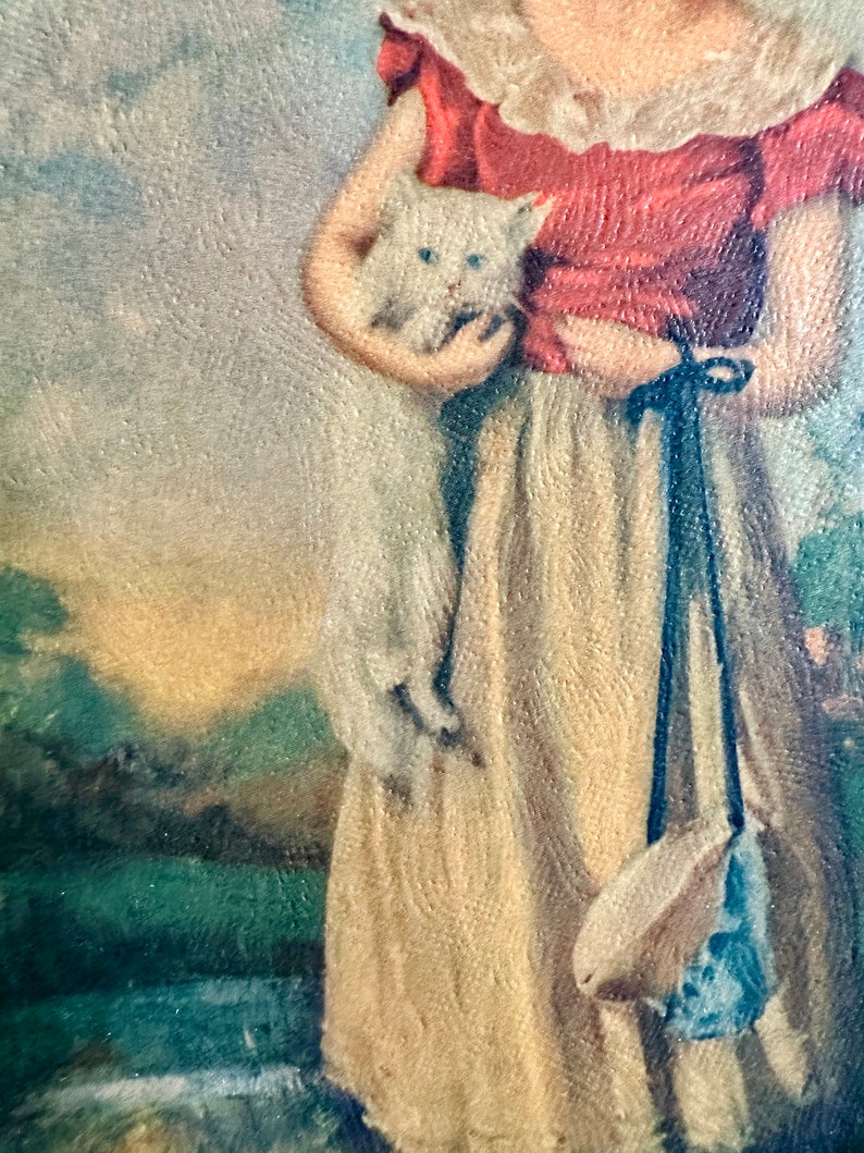 Vintage Gold Faux Wood Oval Ornate Framed Chums Textured Lithograph by ...