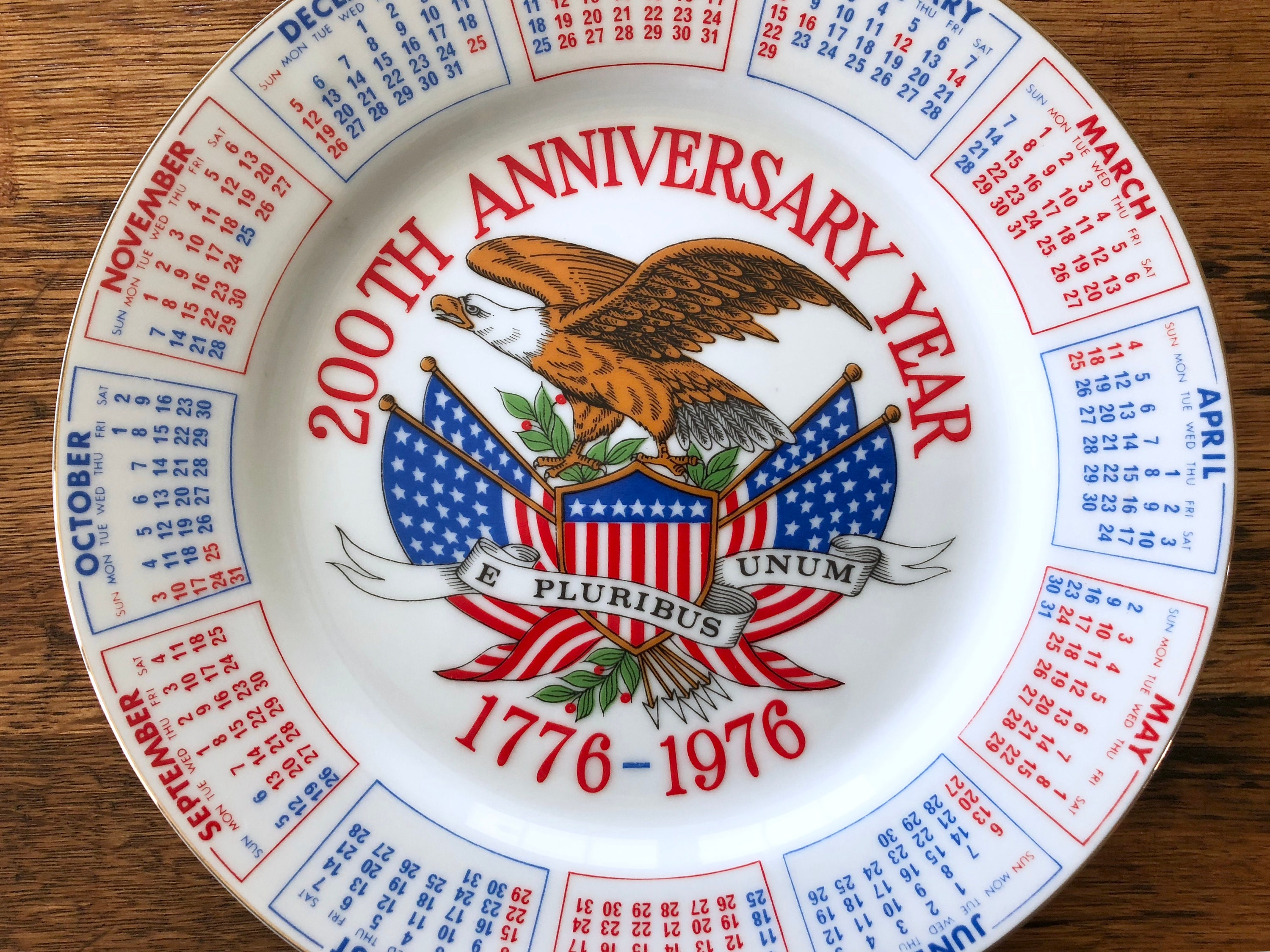 Vintage American USA Bicentennial Ceramic Plate 1776-1976 Spencer Gifts ...
