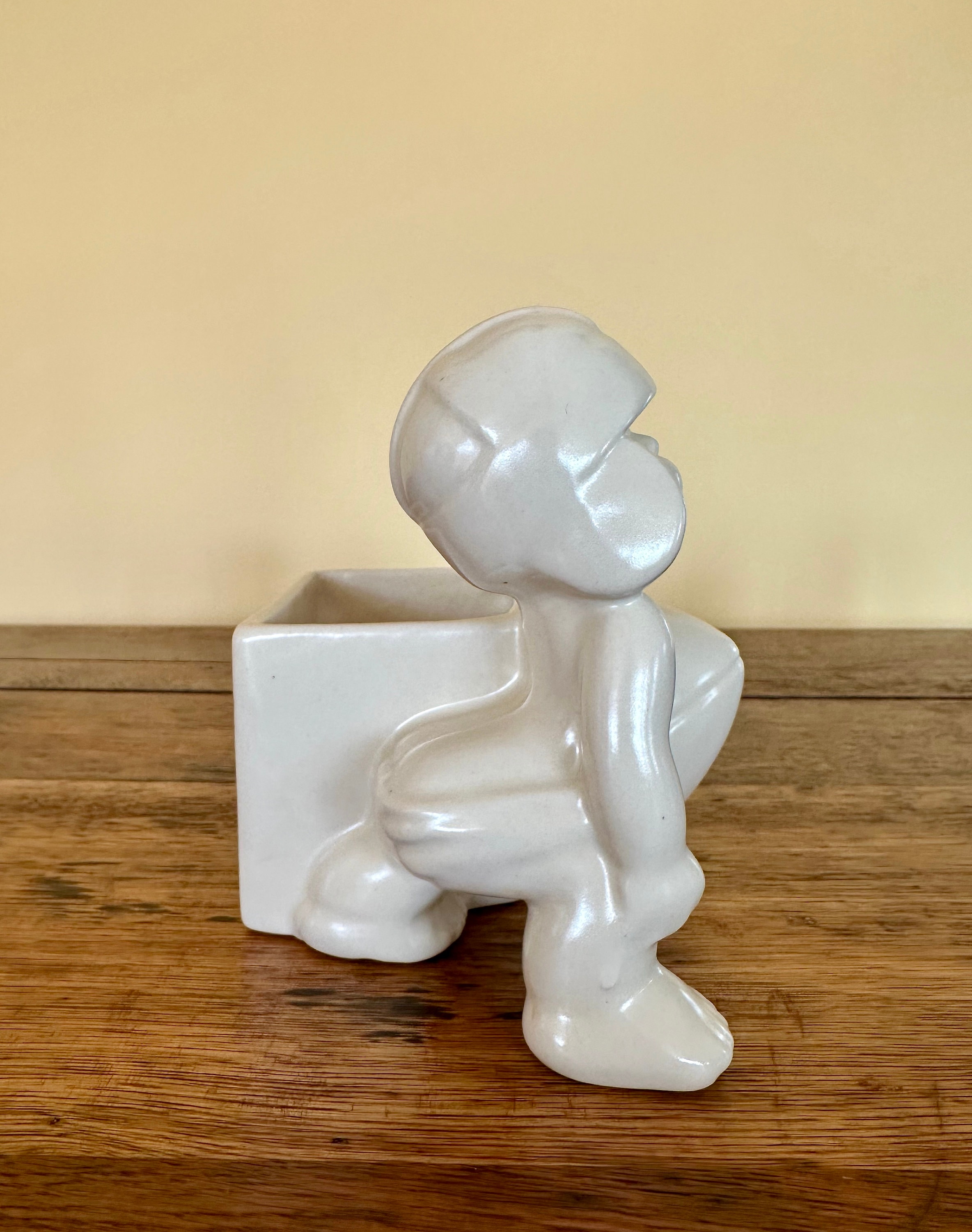 Vintage Haeger Pottery White Ceramic Planter Baby Boy Playing Football ...