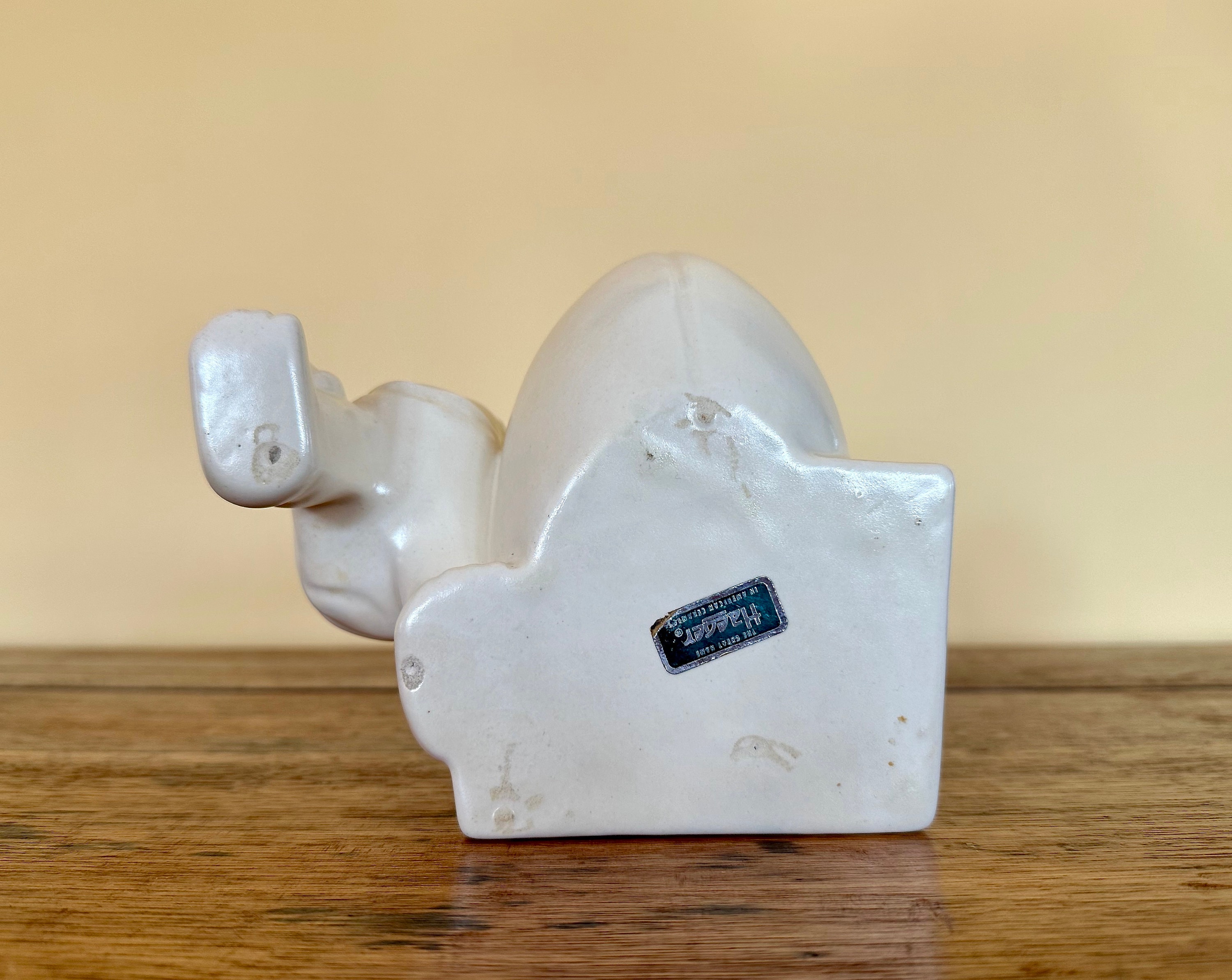 Vintage Haeger Pottery White Ceramic Planter Baby Boy Playing Football ...