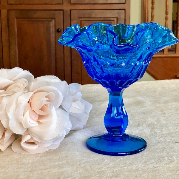 Blue Glass Compote - Etsy