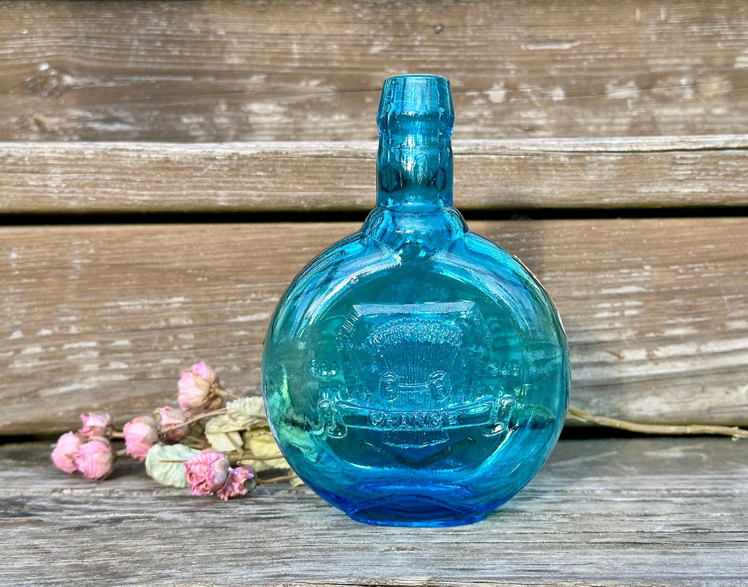 Vintage Clevenger Bros Glass Works Aqua Blue Glass Bottle 90th ...