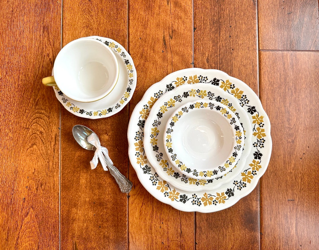 Vintage Buffalo China Restaurant Ware Set of 5 White Gold Yellow ...