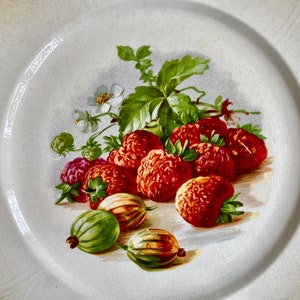 Antique Raspberry Motif Ceramic Dinner Plate Iridescent Green Border ...