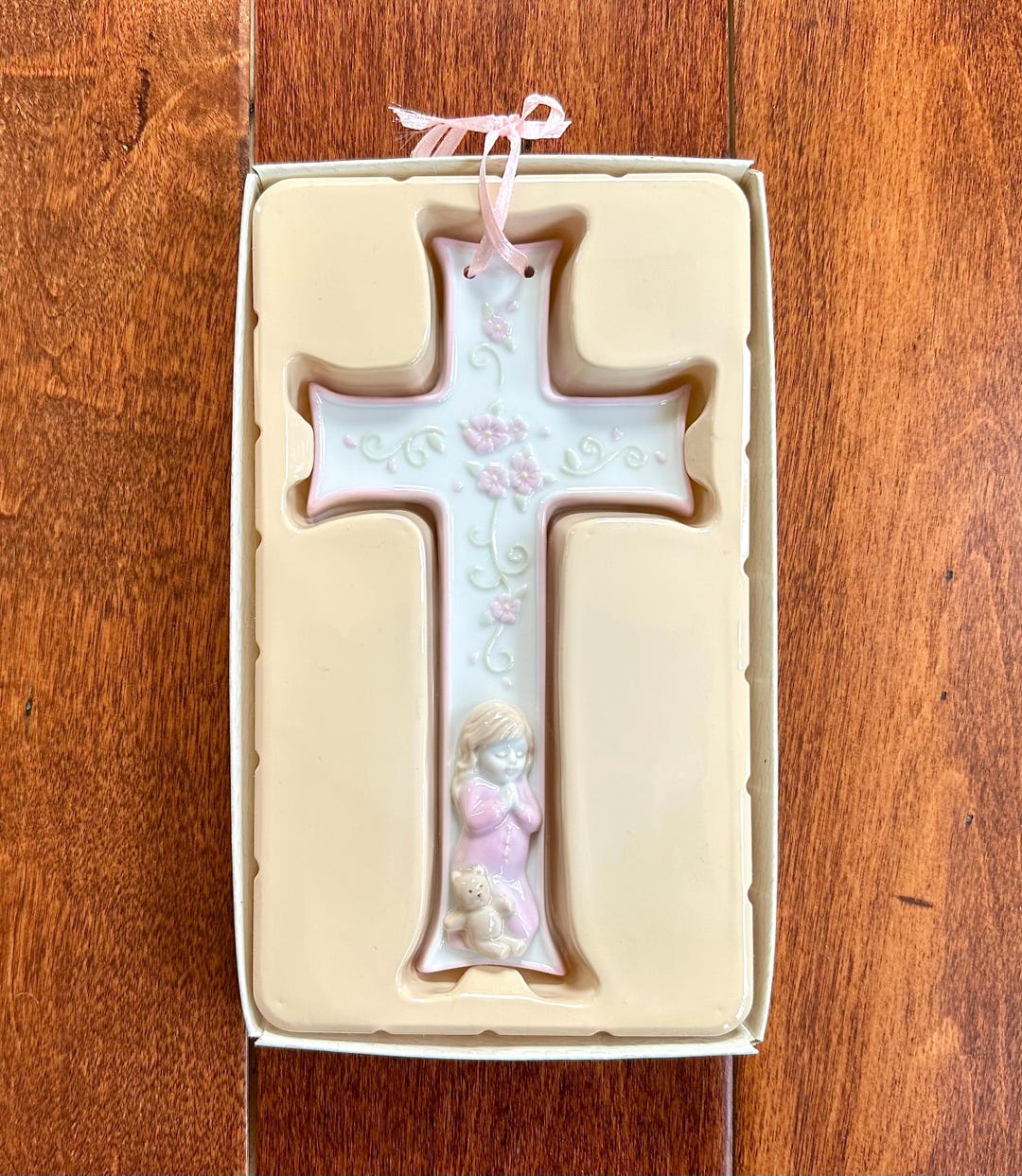 Vintage Russ Gifts of Faith Porcelain Wall Cross Girl Praying With ...