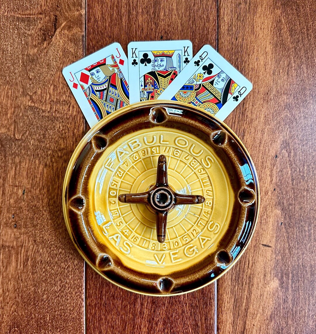 Vintage Fabulous Las Vegas Roulette Wheel Souvenir Ceramic Ashtray ...