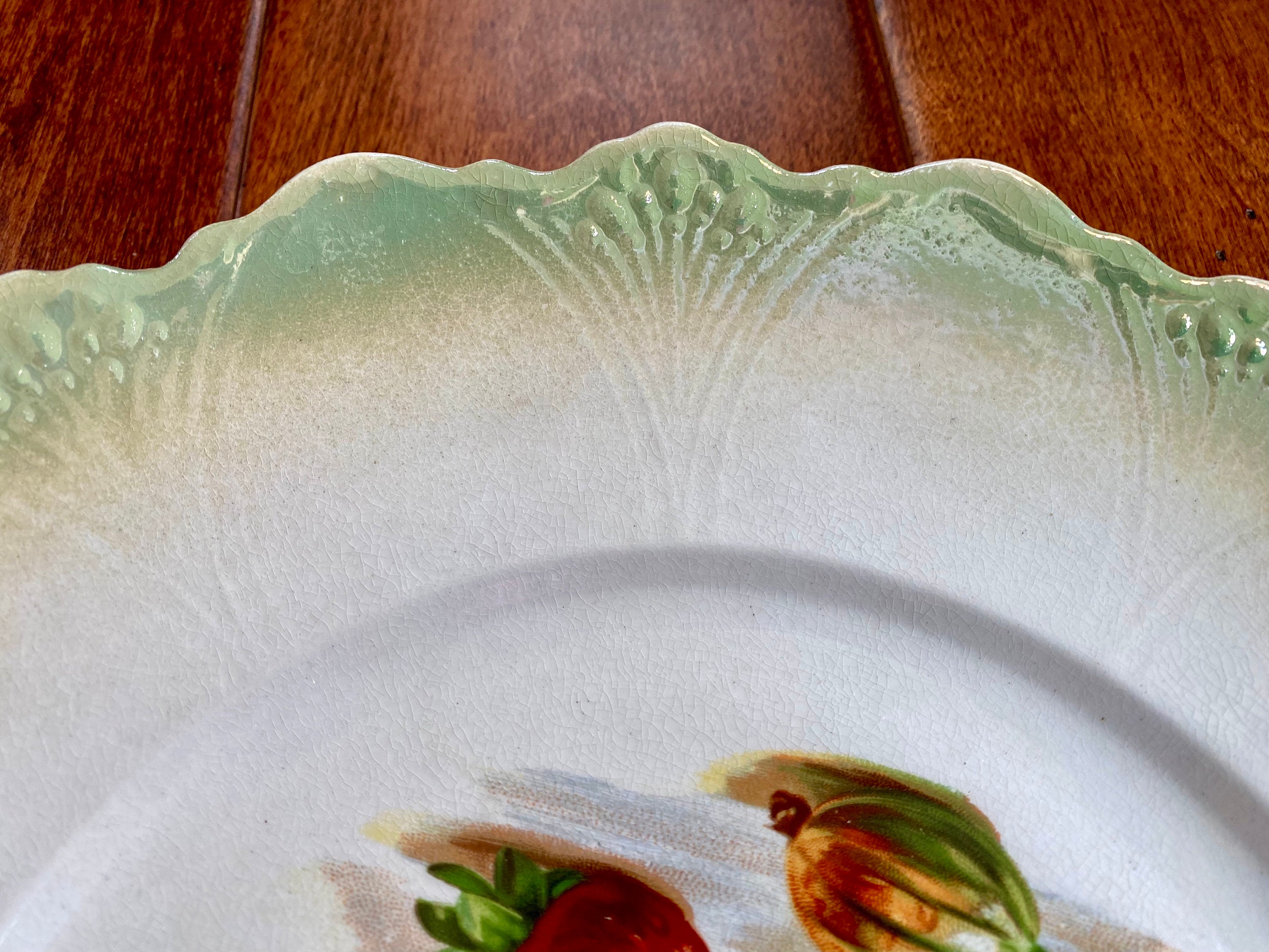 Antique Raspberry Motif Ceramic Dinner Plate Iridescent Green - Etsy