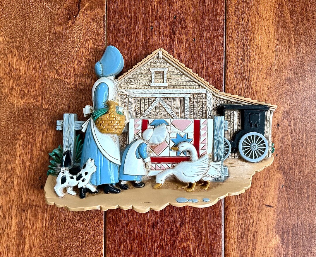 Vintage Amish Farm Scene Wall Décor Burwood Products Co. 3340-1 Made in ...