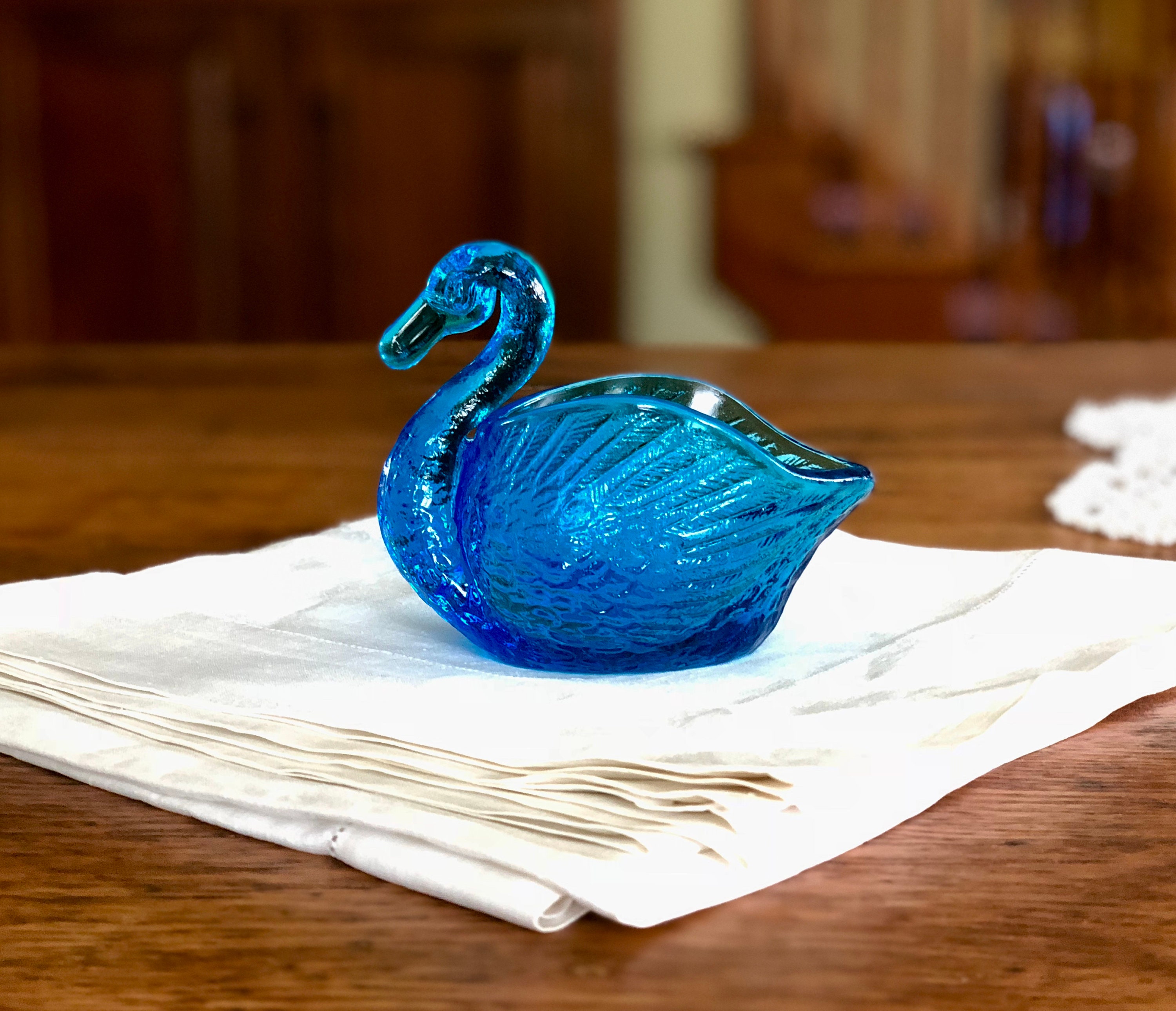 Antique Glass Swan Candy Dish