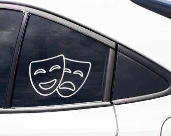 Drama Mask Decal Happy and Sad Theater Masks Di Cut Decal - Etsy