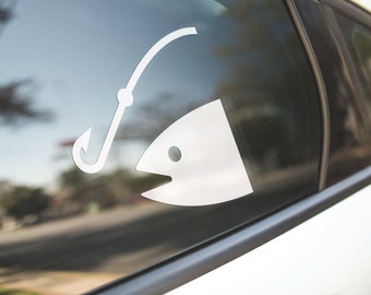 Fishing Rod Heart With Fish, Vinyl Decal Multiple Sizes and Colors ...