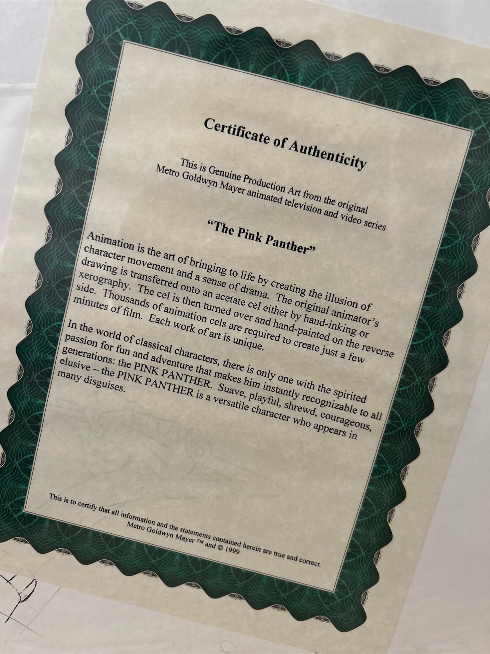 Pink Panther Evil Boat Capt 1999 Original Animation Cel COA Metro ...