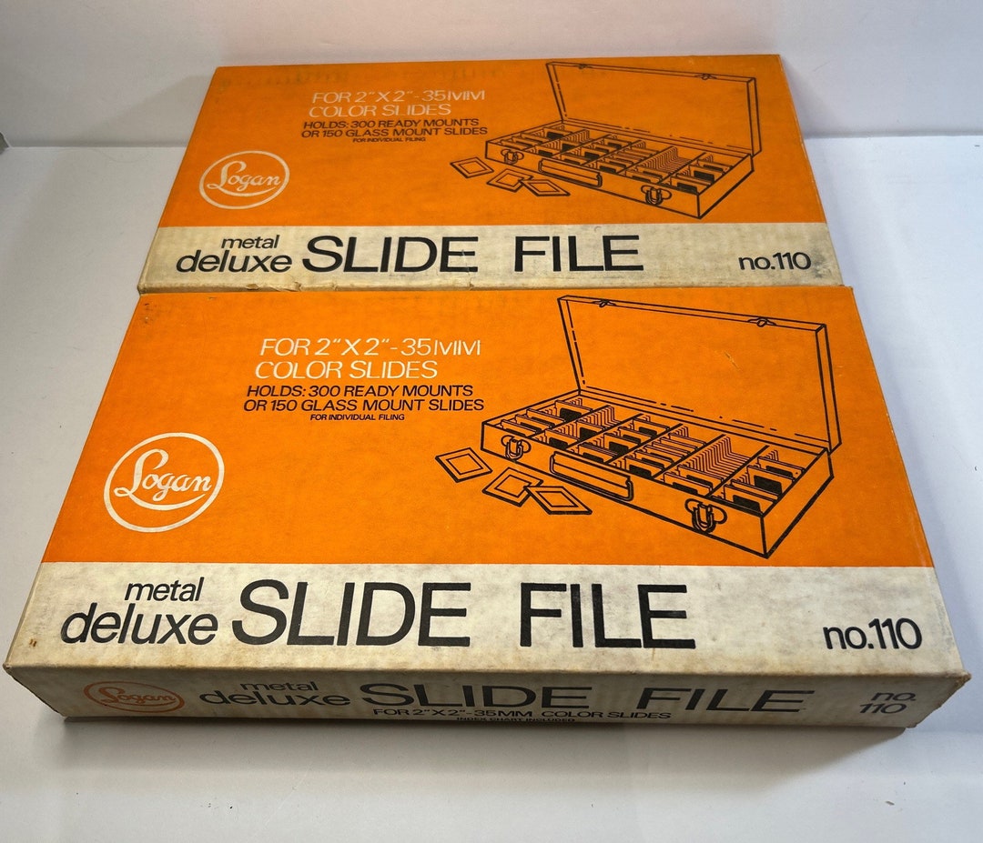 Vinatge NEW Logan Metal Deluxe 35mm Slide File 2”x2” Lot of 2 No. 110 ...