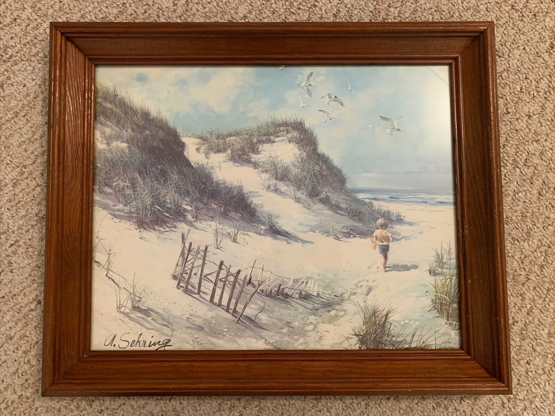 Adolf Sehring Lithograph A Day at the Beach Art Print 1975 Framed ...
