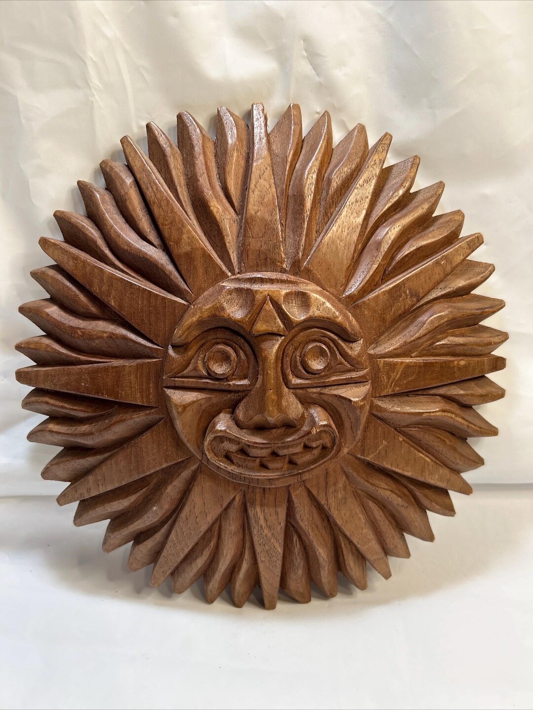 Vintage 1980s Incan Sun God Hand Carved Wooden Art Display C2 - Etsy