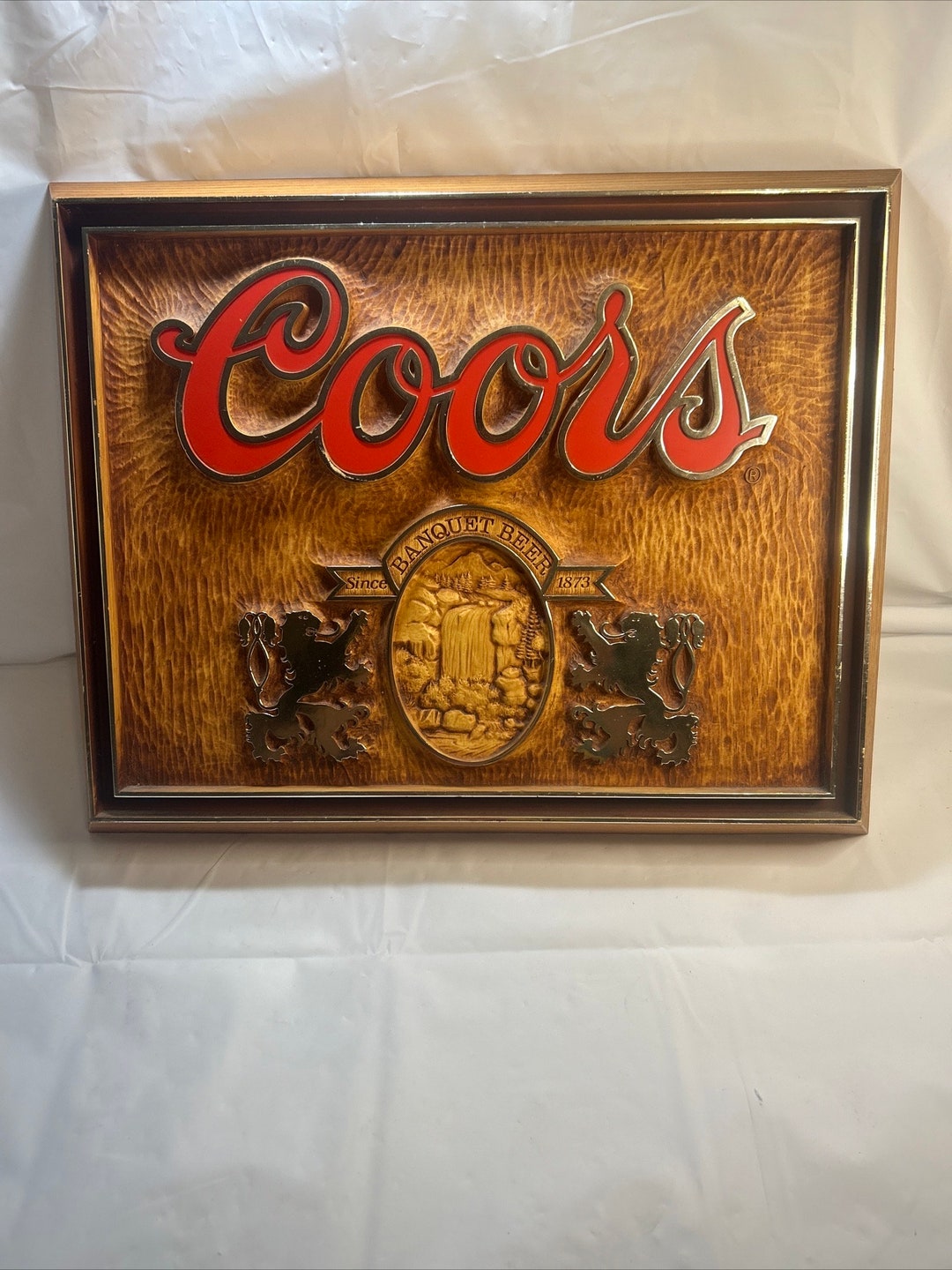 Vtg Beverage Sign Coors Banquet Beer Advertise Sign 1985 Wood Look ...