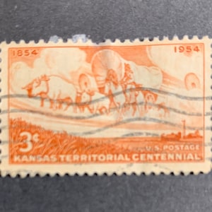 Vintage 3 Cent Stamp Kansas Territorial Centennial 1954 Used Postage ...