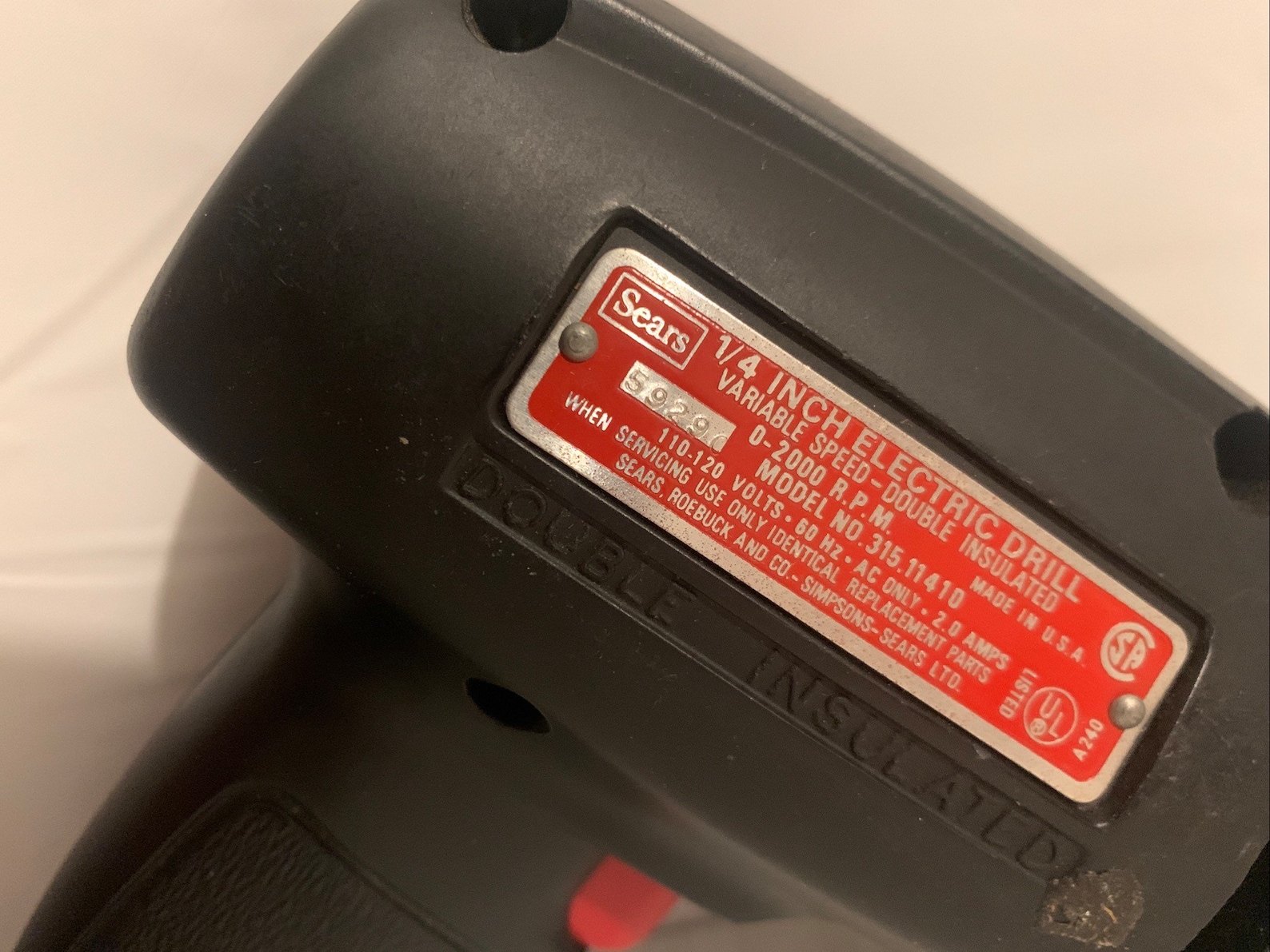 Vintage Sears Craftsman 1/4 Inch Electric Drill Model 31511410 G0 - Etsy