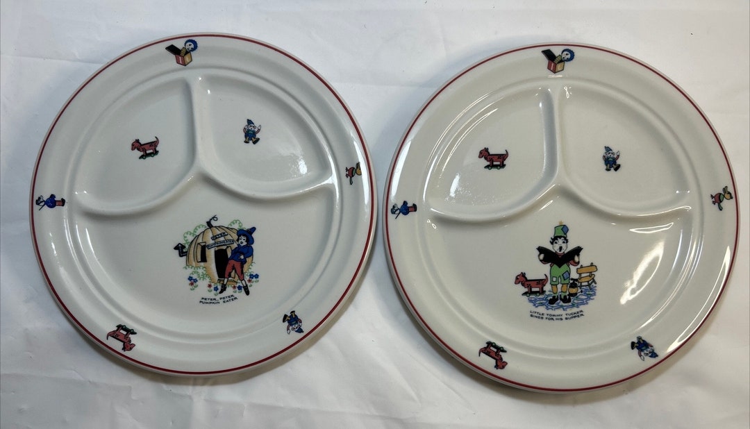 Shenango Divided Children Plates Lot of 2 Peter Pumpkin Eater & Tommy ...