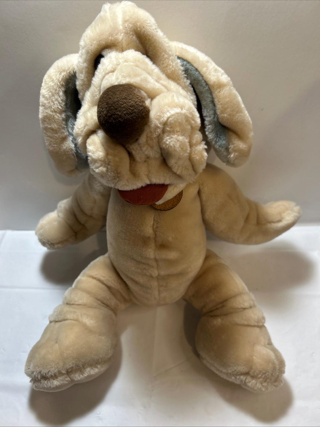 Vtg Wrinkles 1981 Ganz Bros Tan Dog Large Hand Puppet Plush Stuffed Toy ...