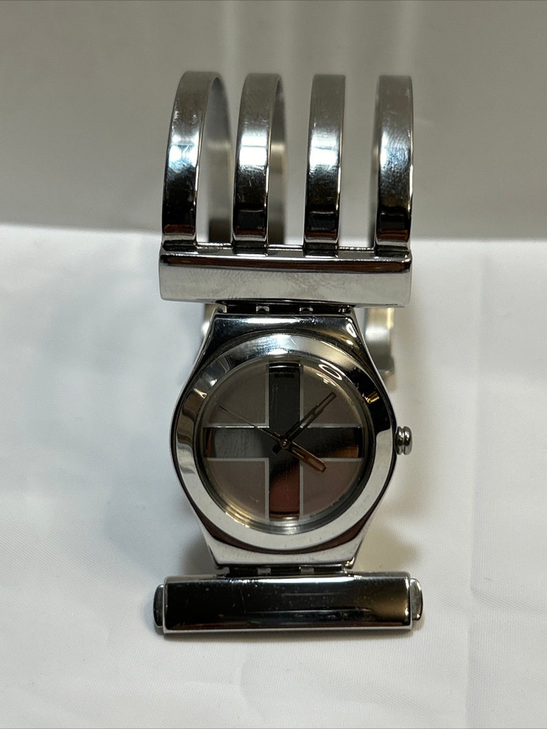 Swatch Irony AG 2001 Cross Dial Bandle Watch Stainless Steel New Batt ...