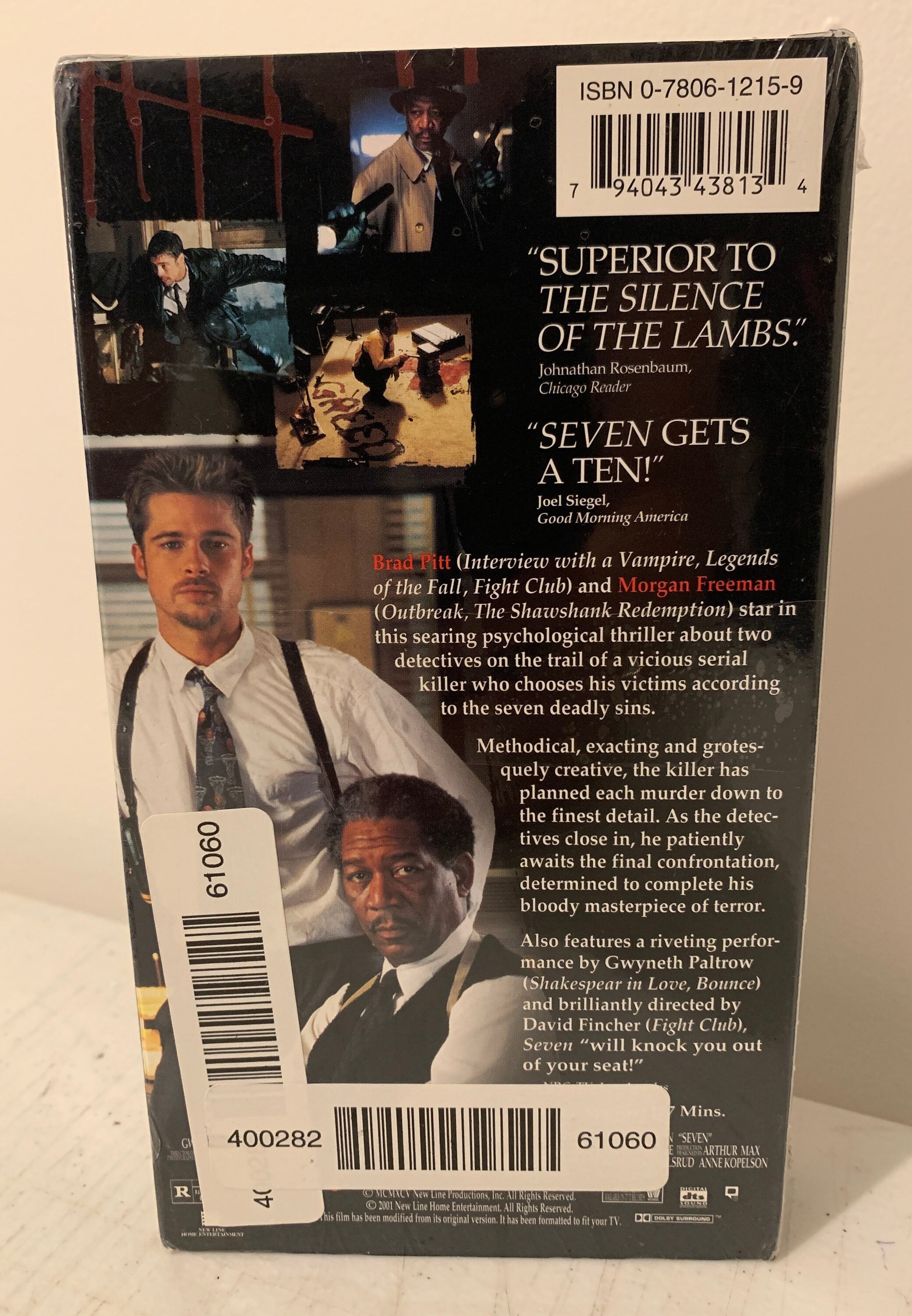 Seven VHS, 1996 New Tape Brad Pitt Morgan Freeman BO200 - Etsy