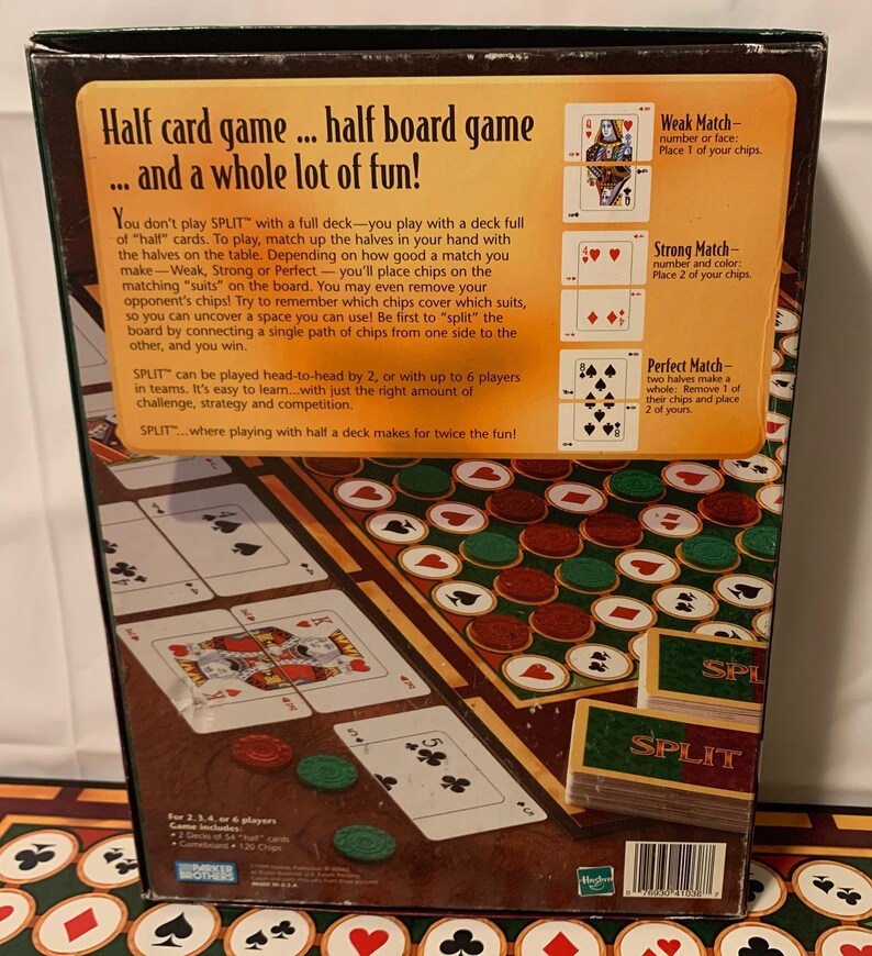 Complete Hasbro 1999 SPLIT - Half Card Game Half Board Game TO500 - Etsy