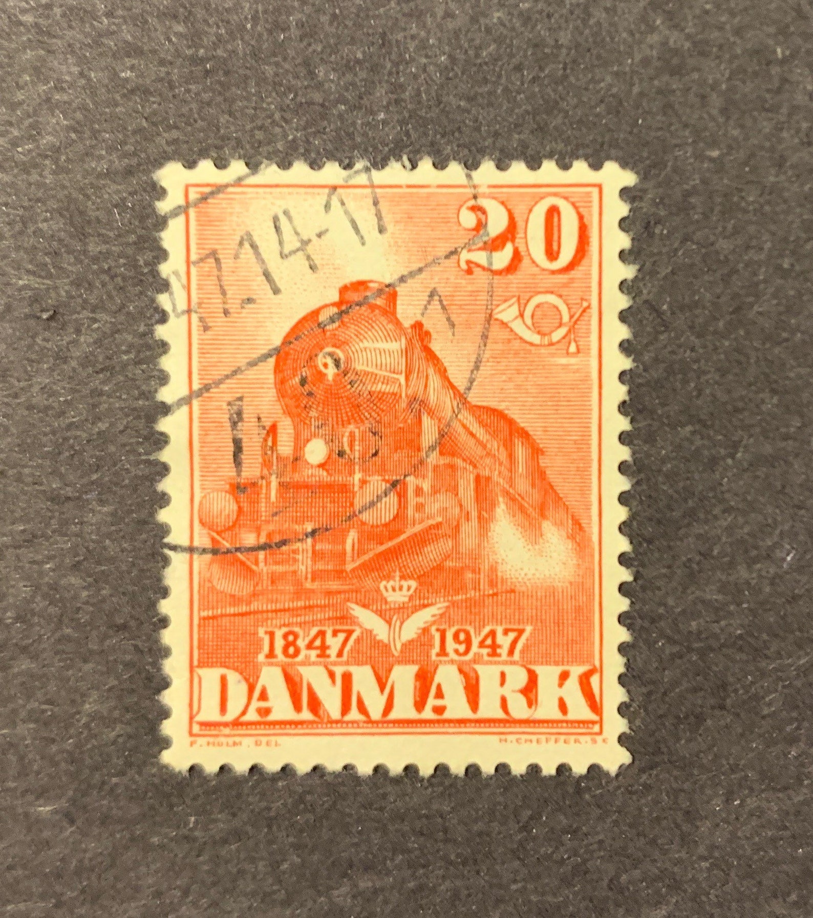 Vintage Denmark Danmark 1947 Used Train Locomotive Postage Stamp - Etsy