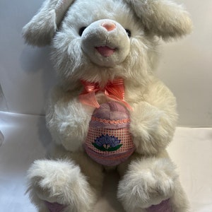 Vtg Easter Bunny Rabbit Plush Hoppy Hopster Egg Ribbon Dan Dee TB ...