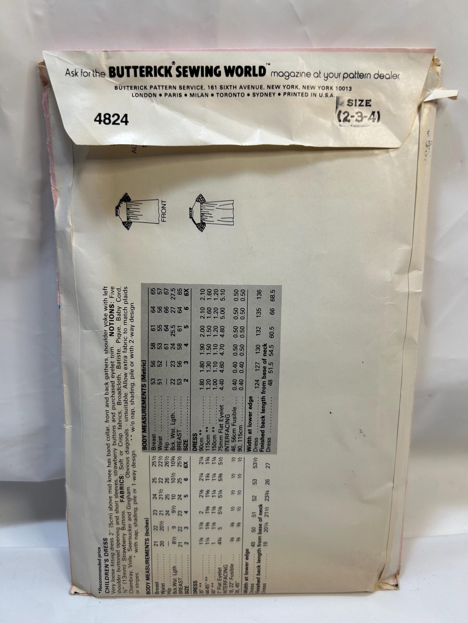 Strawberry Shortcake Sewing Pattern Butterick Girls Dress Factory Fold ...