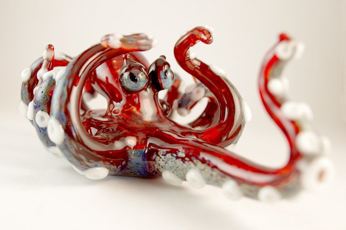 Octopus Spoon Pipe Glass Animal Sculpture Figurine Functional - Etsy