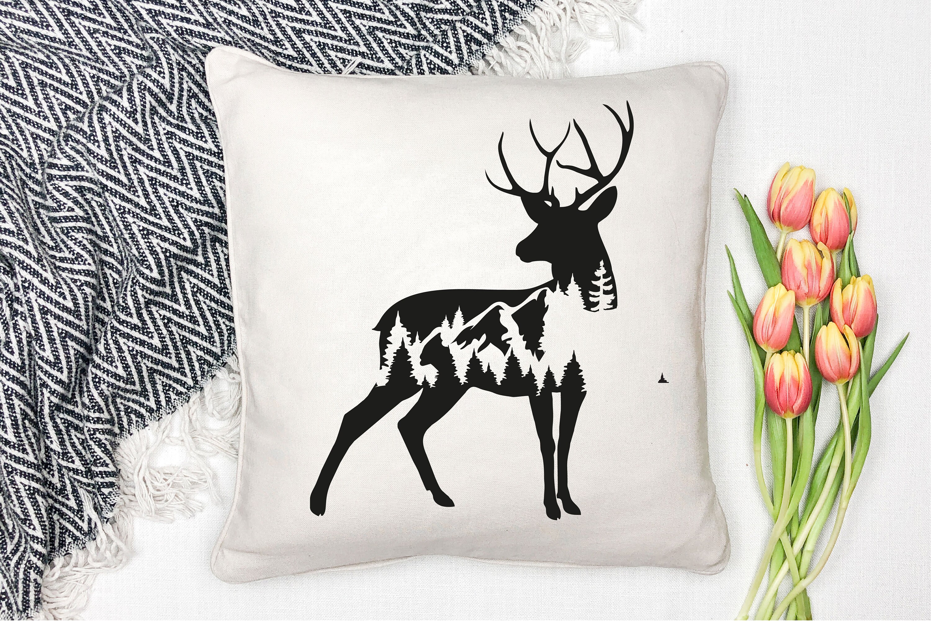 Deer Mountains SVG Deer SVG Layered Deer Svg Deer Card Svg - Etsy