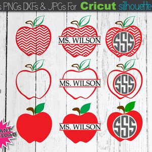 Apple SVG Chevron Apple SVG Apple Monogram SVG Teacher Svg Split Apple ...