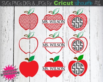 Chevron Apple Svg Chevron Apple Monogram Svg Split Monogram Svg Teacher ...