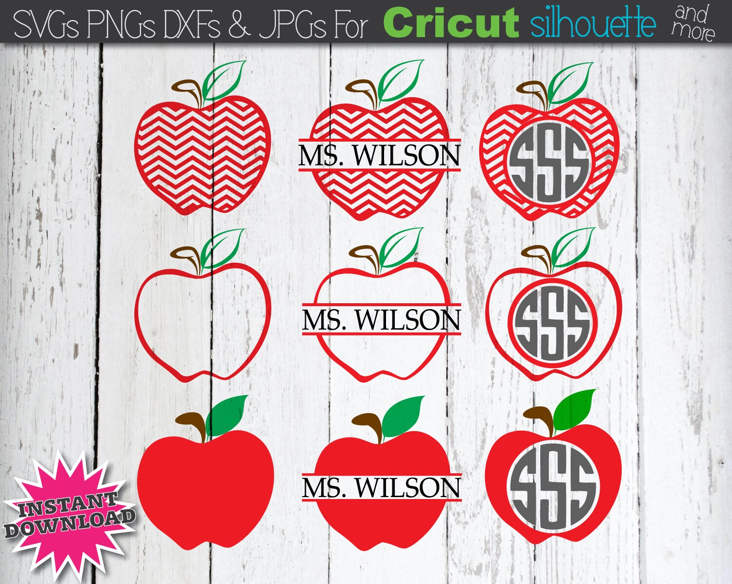 Apple SVG Chevron Apple SVG Apple Monogram SVG Teacher svg | Etsy
