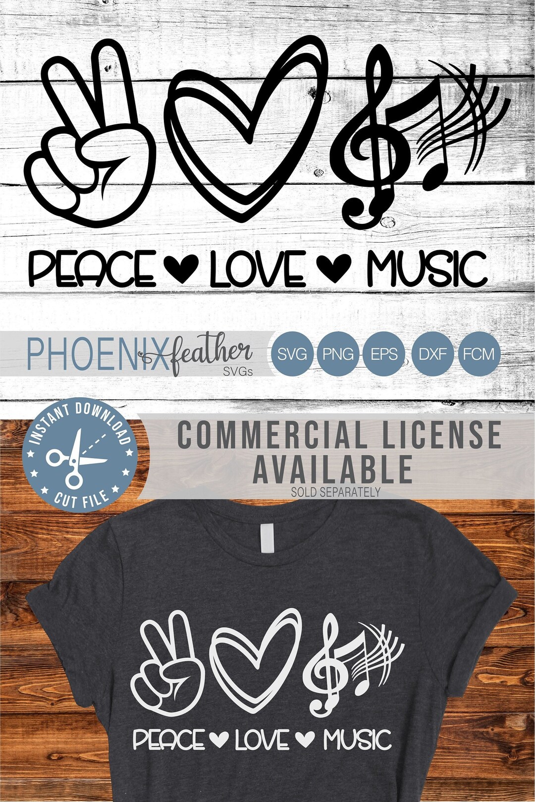 Peace Love Music SVG, Music Notes SVG, Peace Love Music Png, Music ...