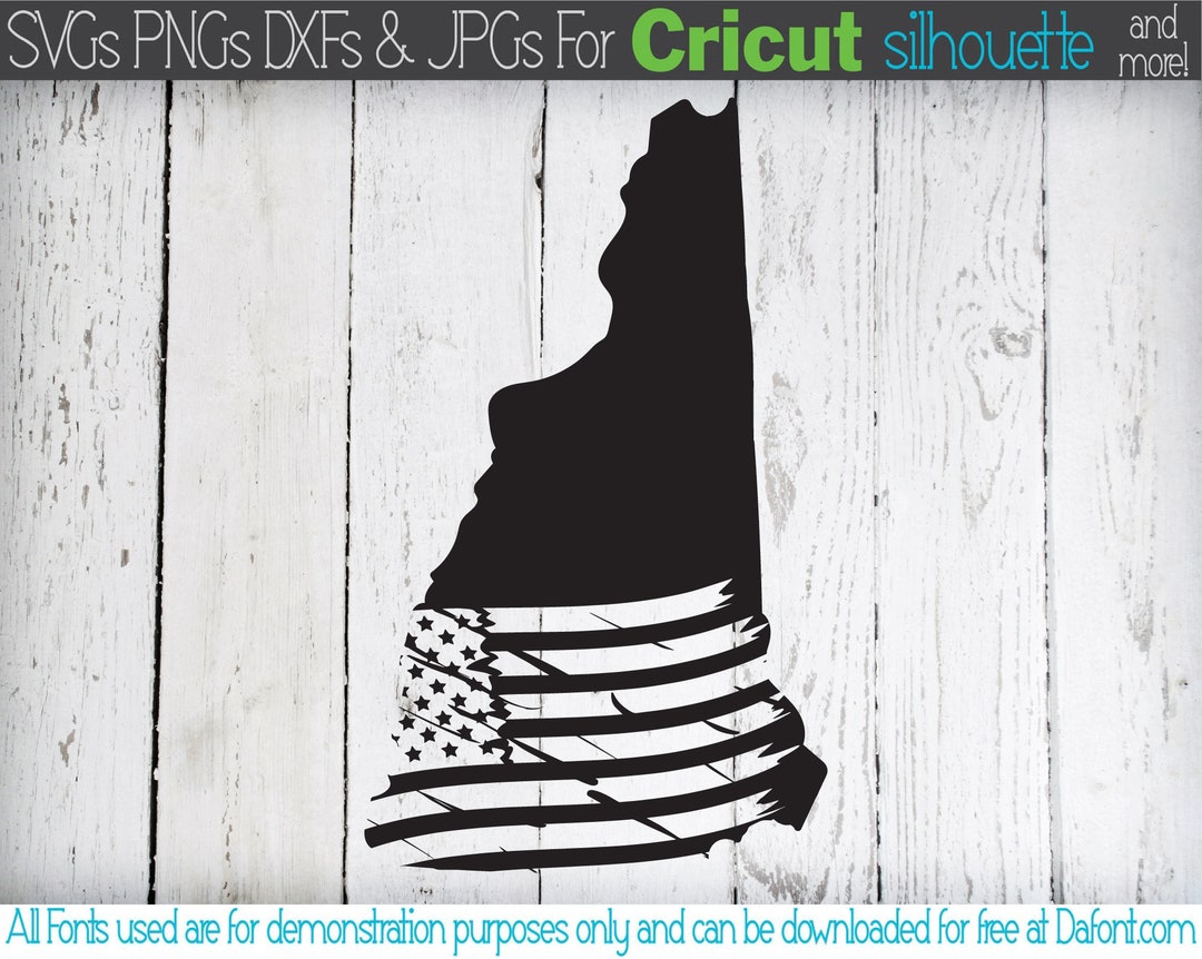 New Hampshire State SVG Files New Hampshire Silhouette With US Svg Flag ...