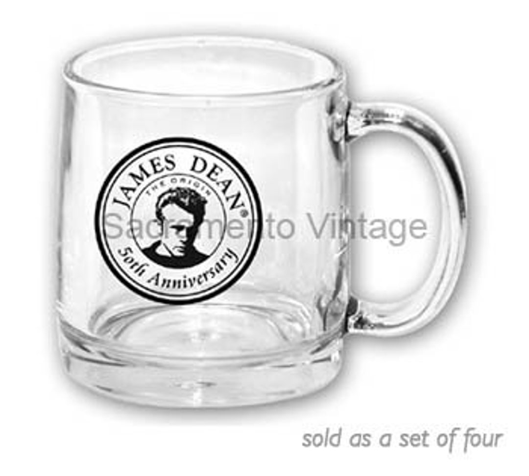James Dean 50th Anniversary Coffee Mug Set (4) Clear Glass - Etsy
