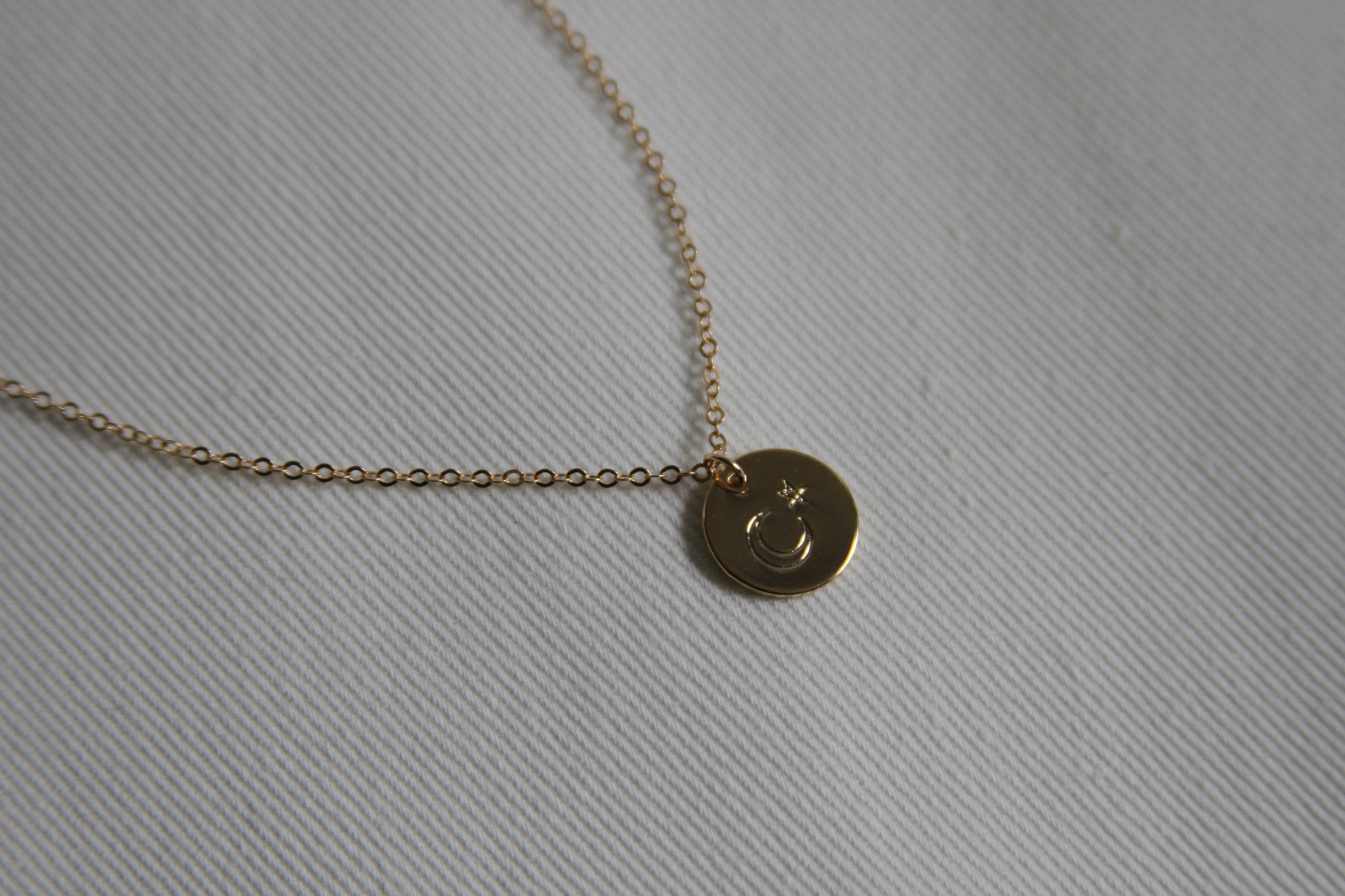 Moon and Star Coin Necklace - Etsy