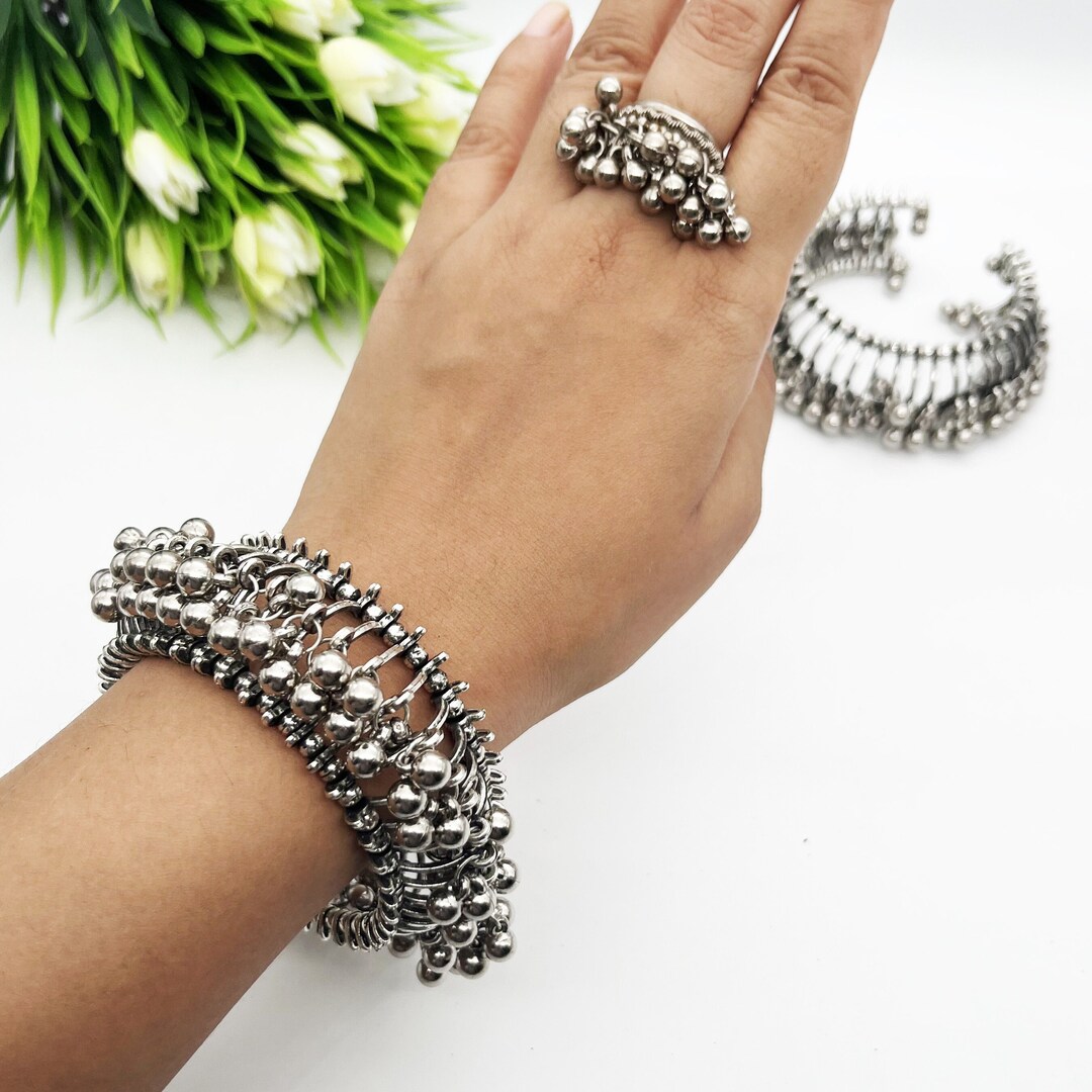 Afghani Ghungroo OPENABLE Bangles, Ghungroo Ring-indian Oxidized Ethnic ...