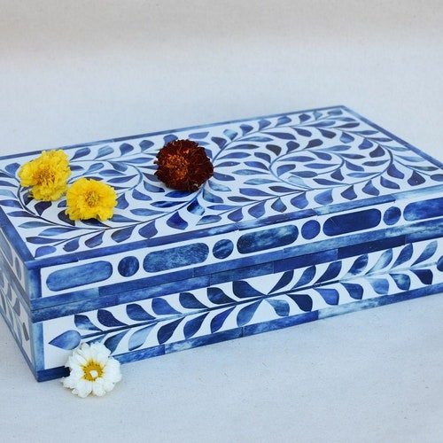 Floral Bone Inlay Decorative Box Jewelry - Etsy