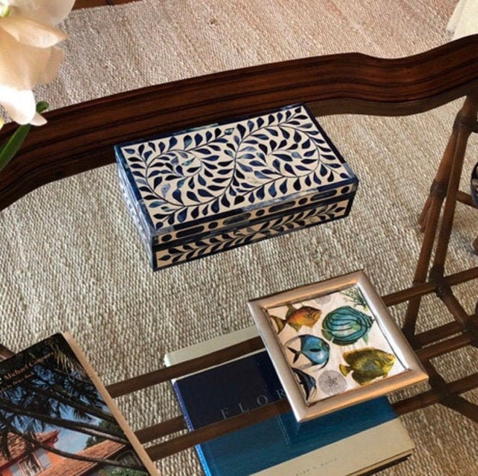 Floral Bone Inlay Decorative Box Jewelry - Etsy