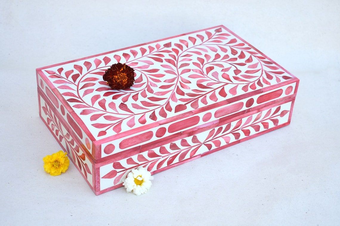 Floral Bone Inlay Decorative Box Jewelry - Etsy