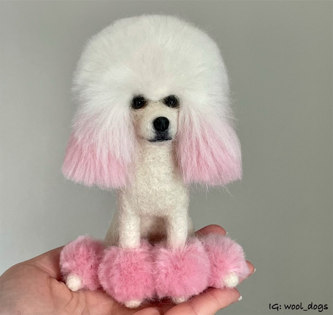 Poodle Sculpture With Pink Details - Etsy
