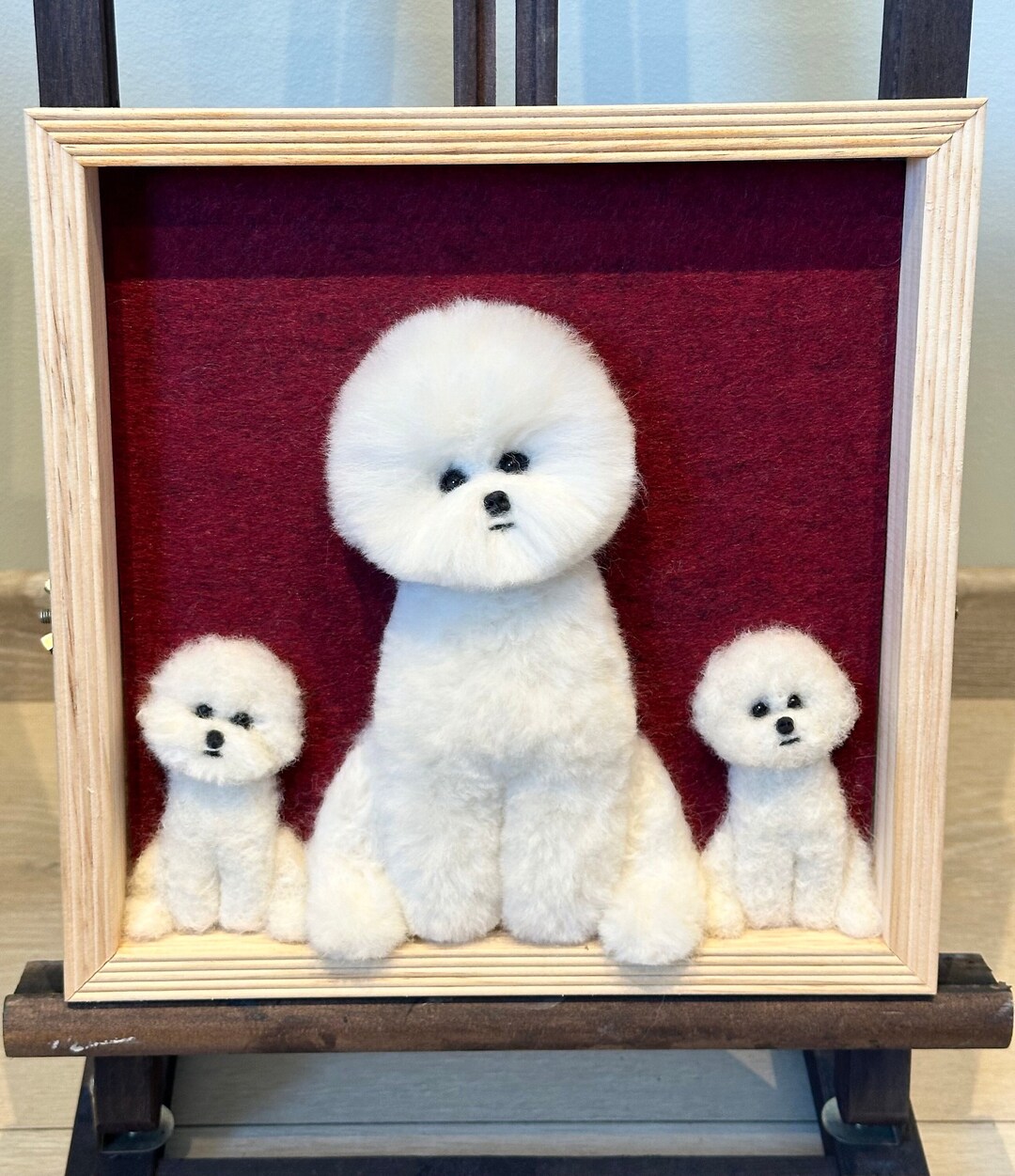 3D Bichon Frise Portrait With Two Puppies. Ready to Ship. - Etsy