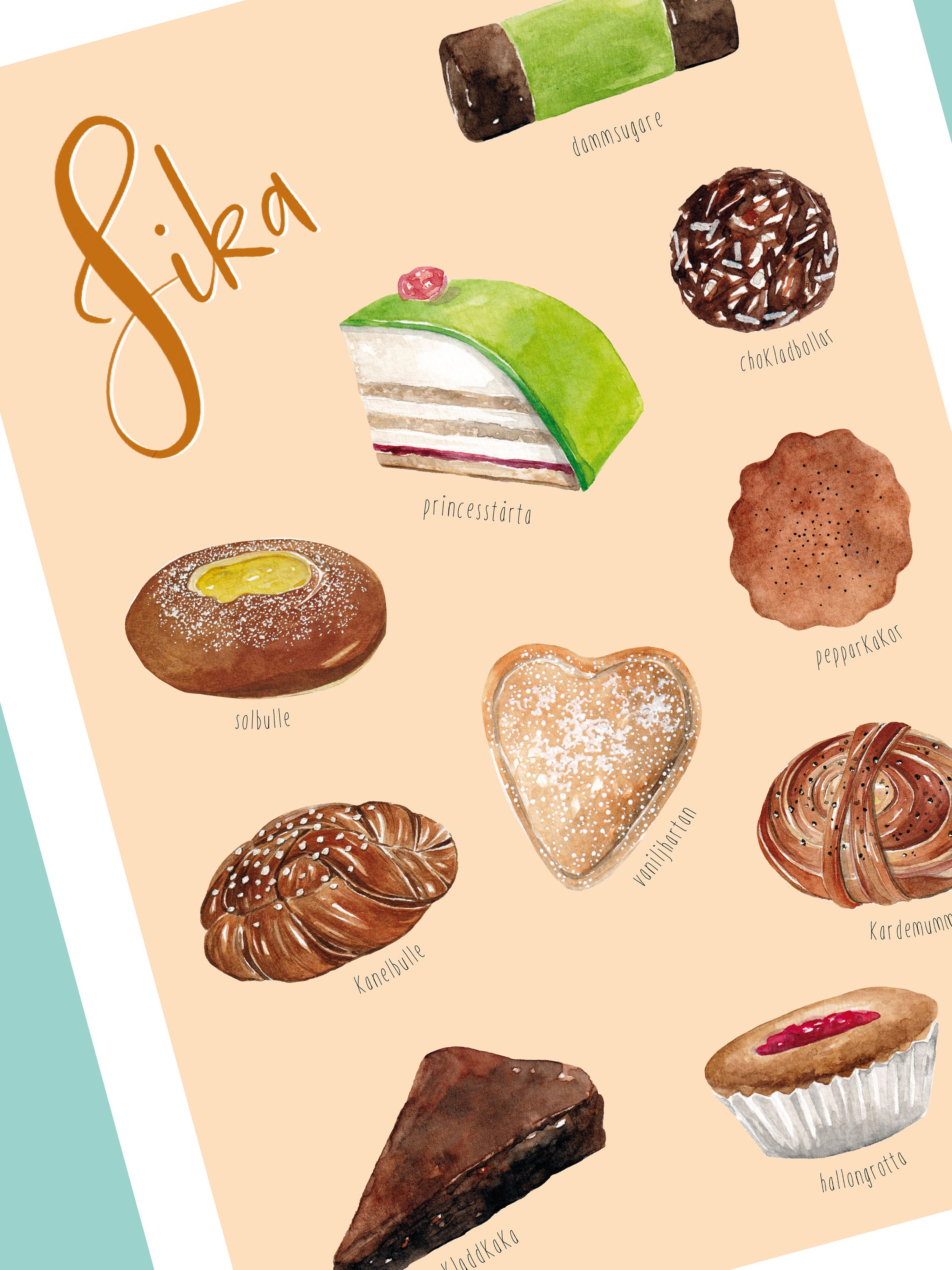 Swedish Fika A4 Art Print, Food Illustration, Fika Print, Swedish Print ...
