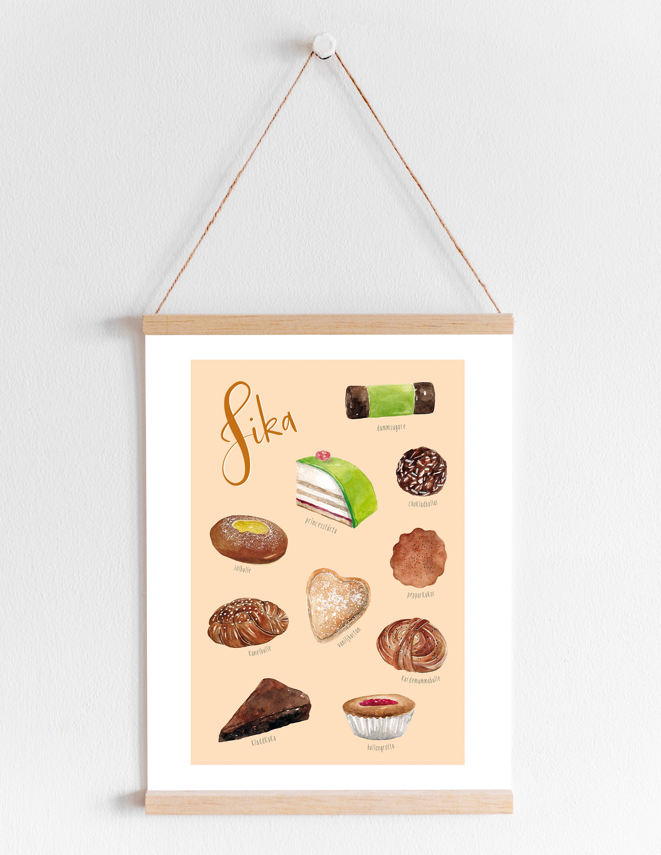 Swedish Fika A4 Art Print, Food Illustration, Fika Print, Swedish Print ...